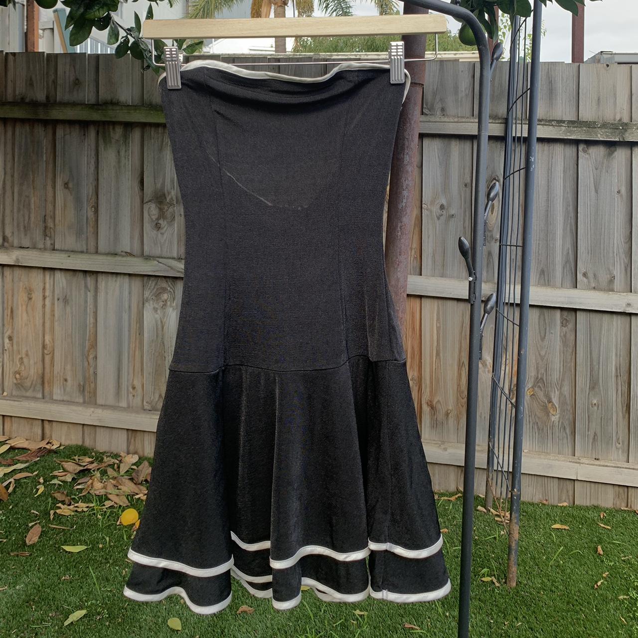 CUTE BLACK AND WHITE STRAPLESS MINI DRESS labelled a... - Depop