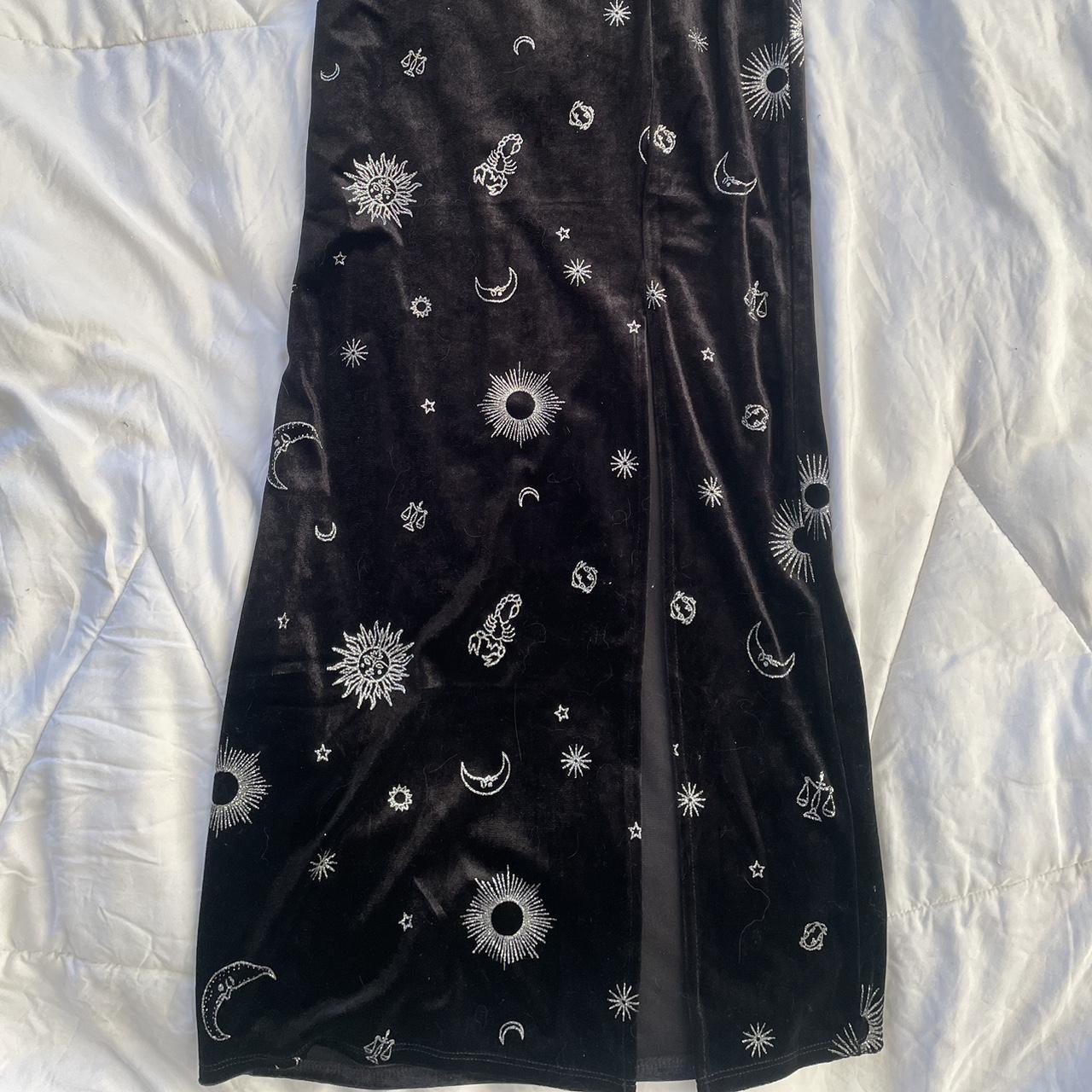 Zodiac Ankle Length Black Skirt Silver Sparkly Depop