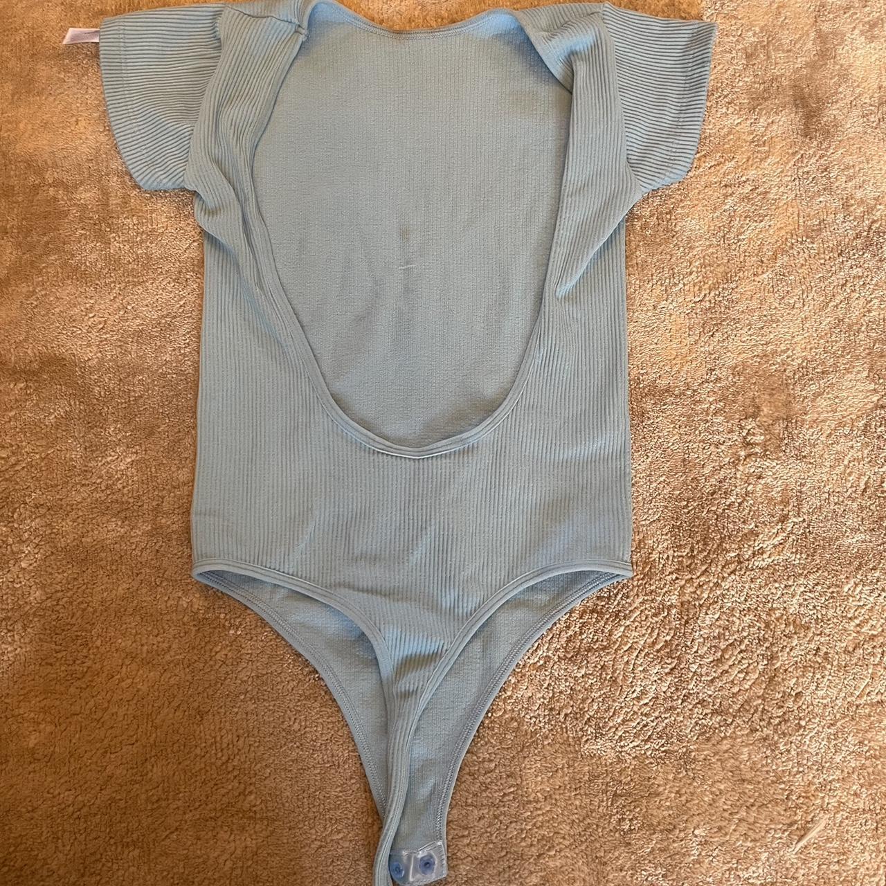 Light blue open back bodysuit Size S #summer... - Depop