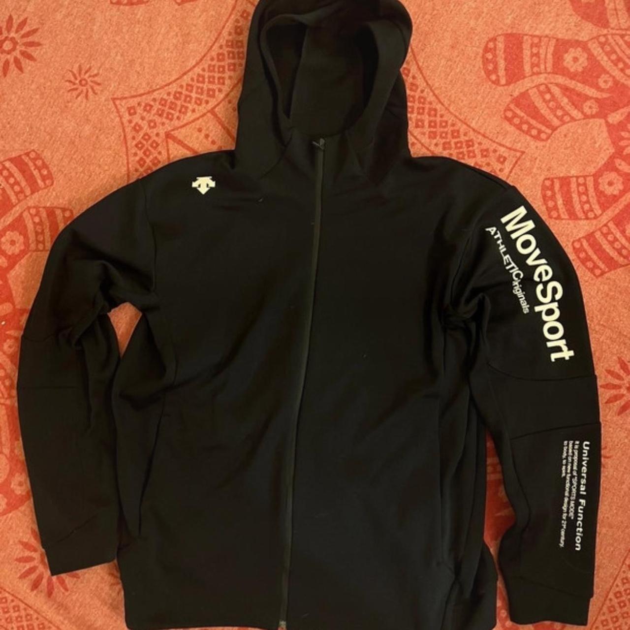 Black DESCENTE tech fleece track jacket Like new,... - Depop