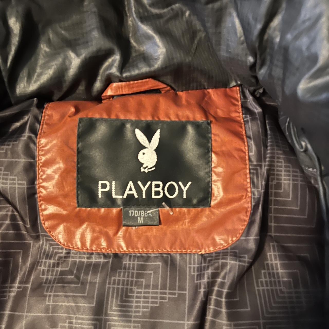 Playboy puffer jacket Burnt orange color, perfect... - Depop