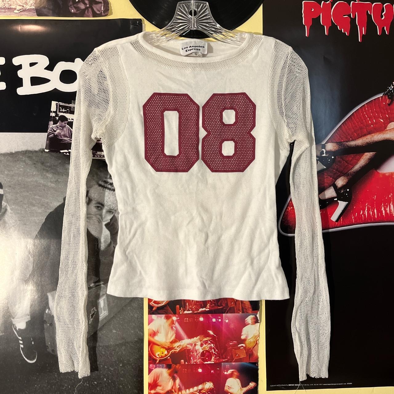 2000s sporty mesh long sleeved jersey top!! size... - Depop