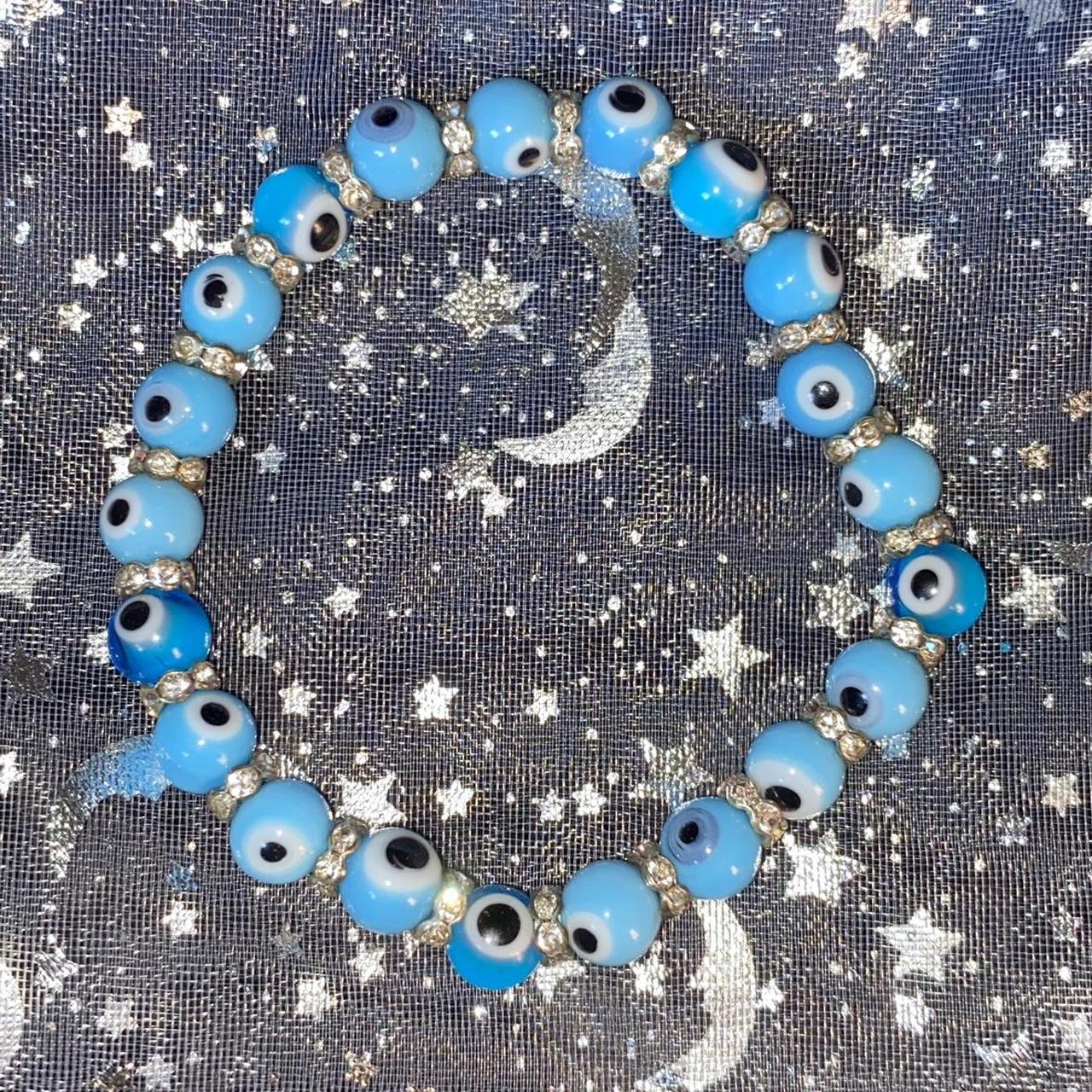 Handmade light blue evil eye bracelet (large size) ... - Depop