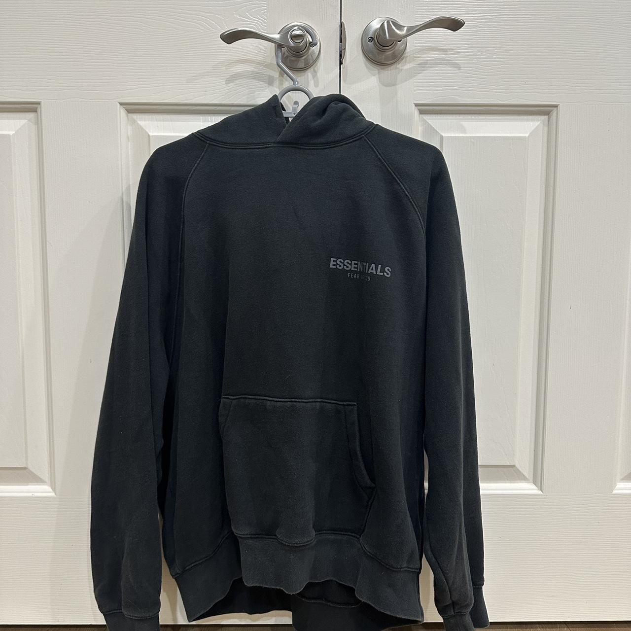 Essentials Hoodie Black Large Plain back - Depop
