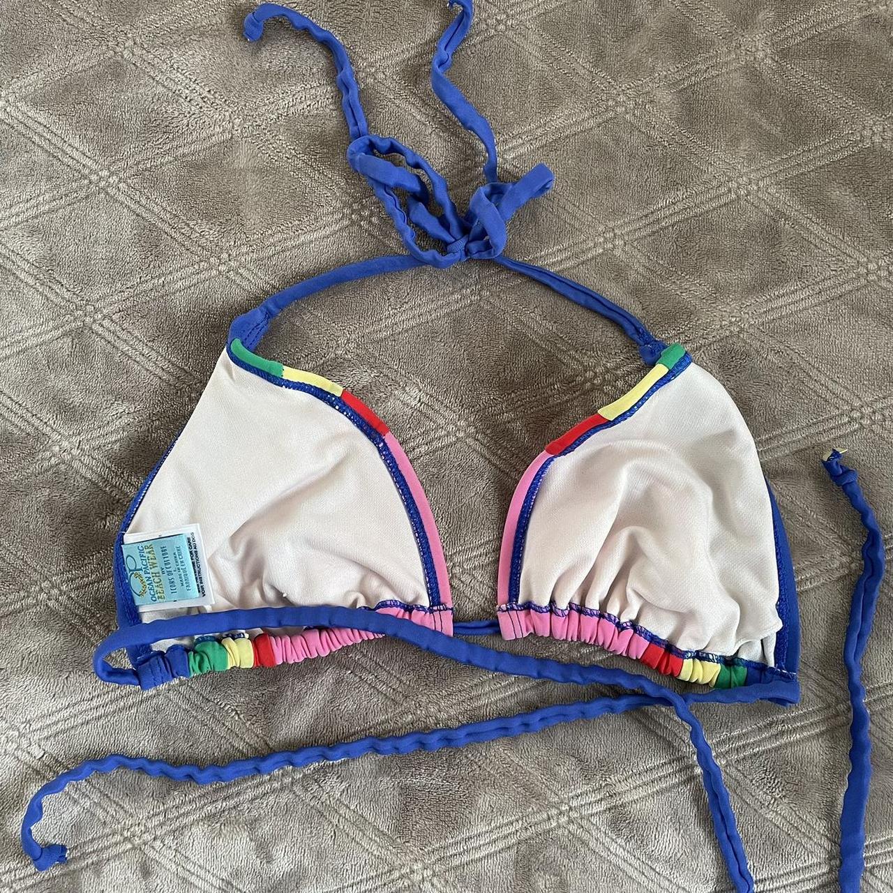 rainbow triangle bikini top ocean pacific swimwear -... - Depop