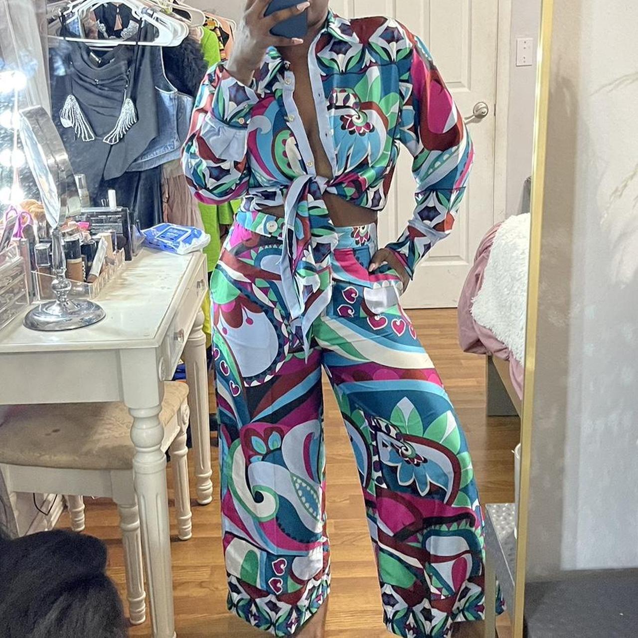 Zara Matching Pants Set Printed set. Top is size... - Depop