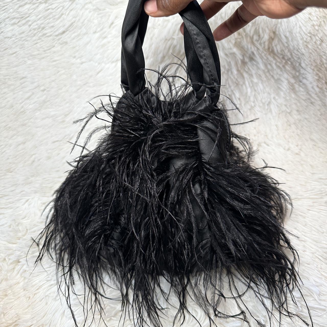 Zara black Feather Bag Beautiful black color. Good... - Depop