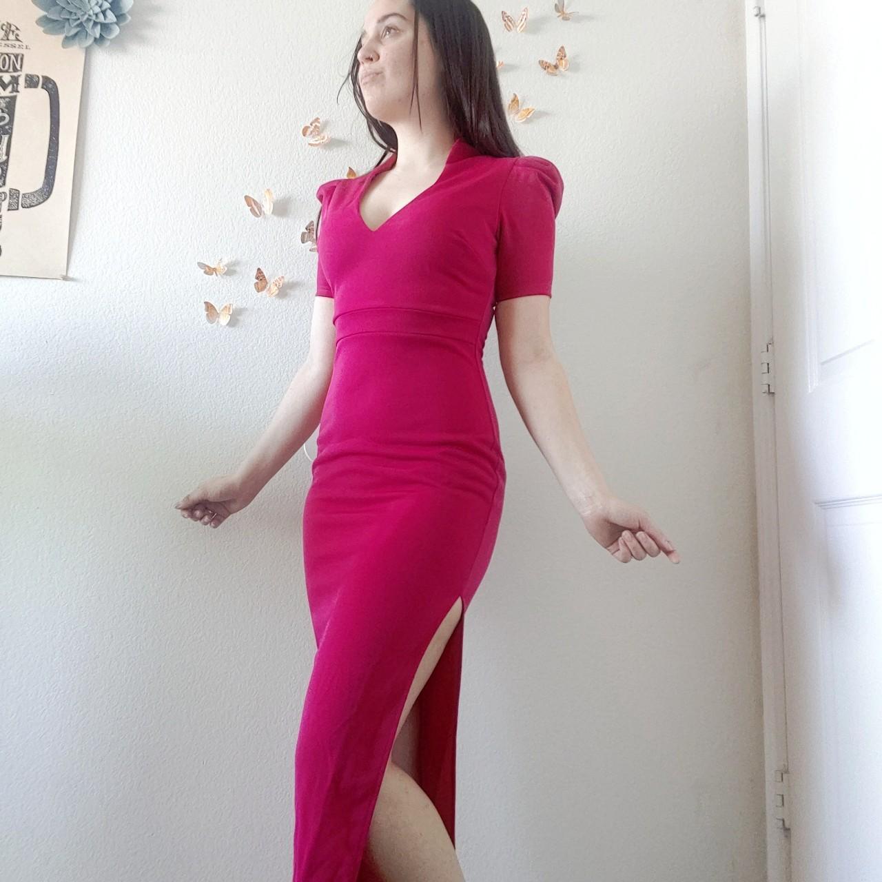💐Hot pink, form-fitting maxi dress with slit 💐Fun,... | Depop