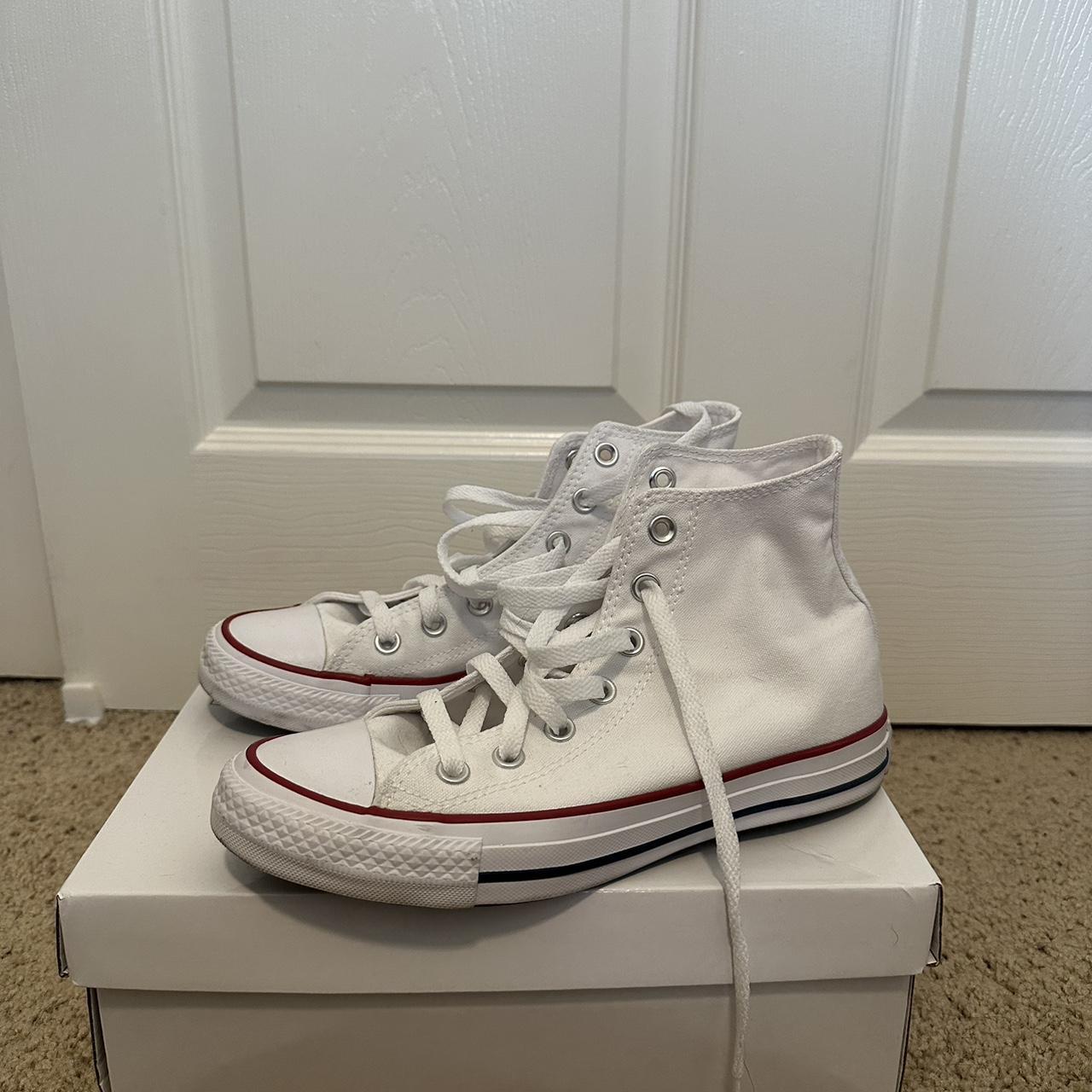 All white converse worn but not worn a lot selling... - Depop