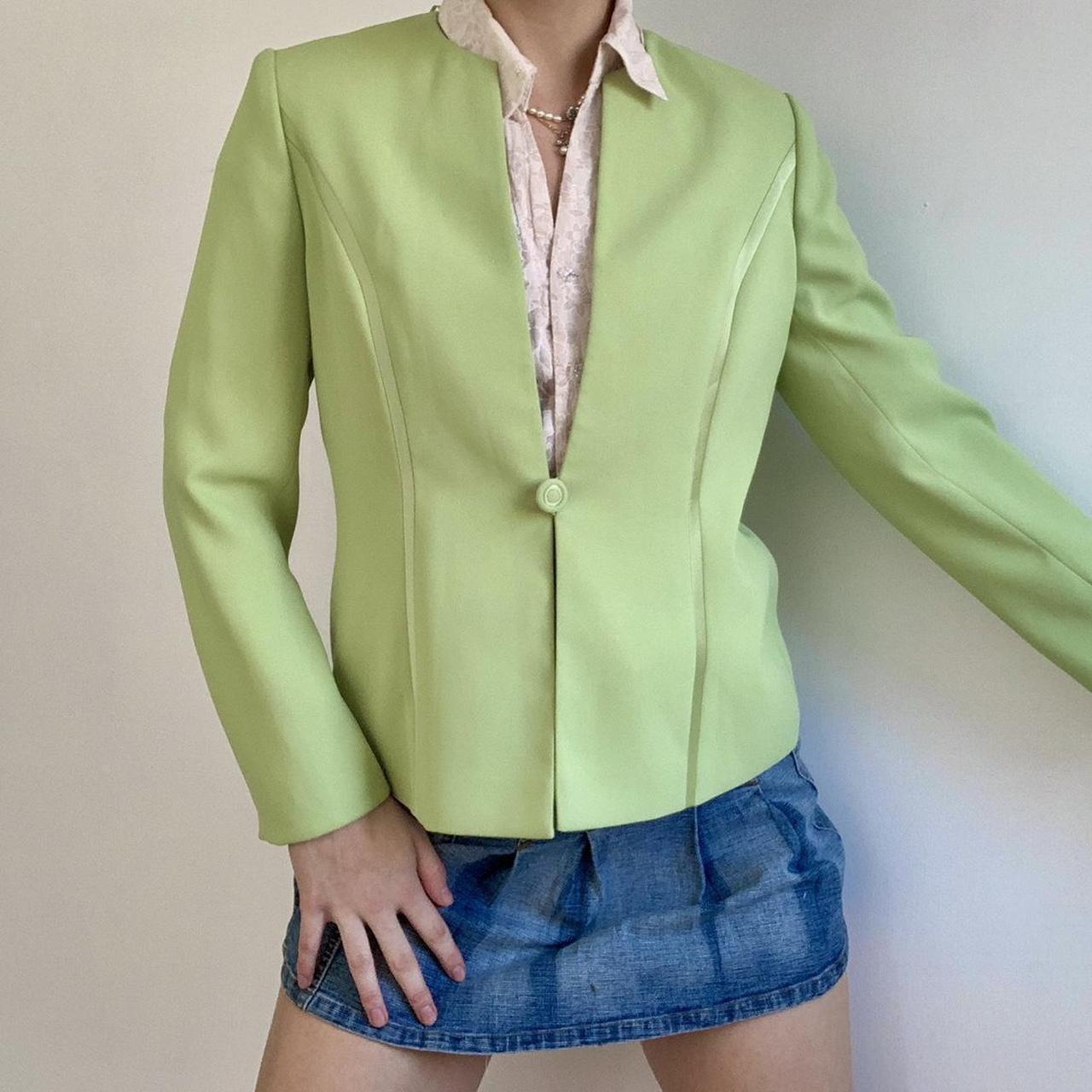 Blazer jacket y2k Lime green Jacques Vert blazer -... - Depop