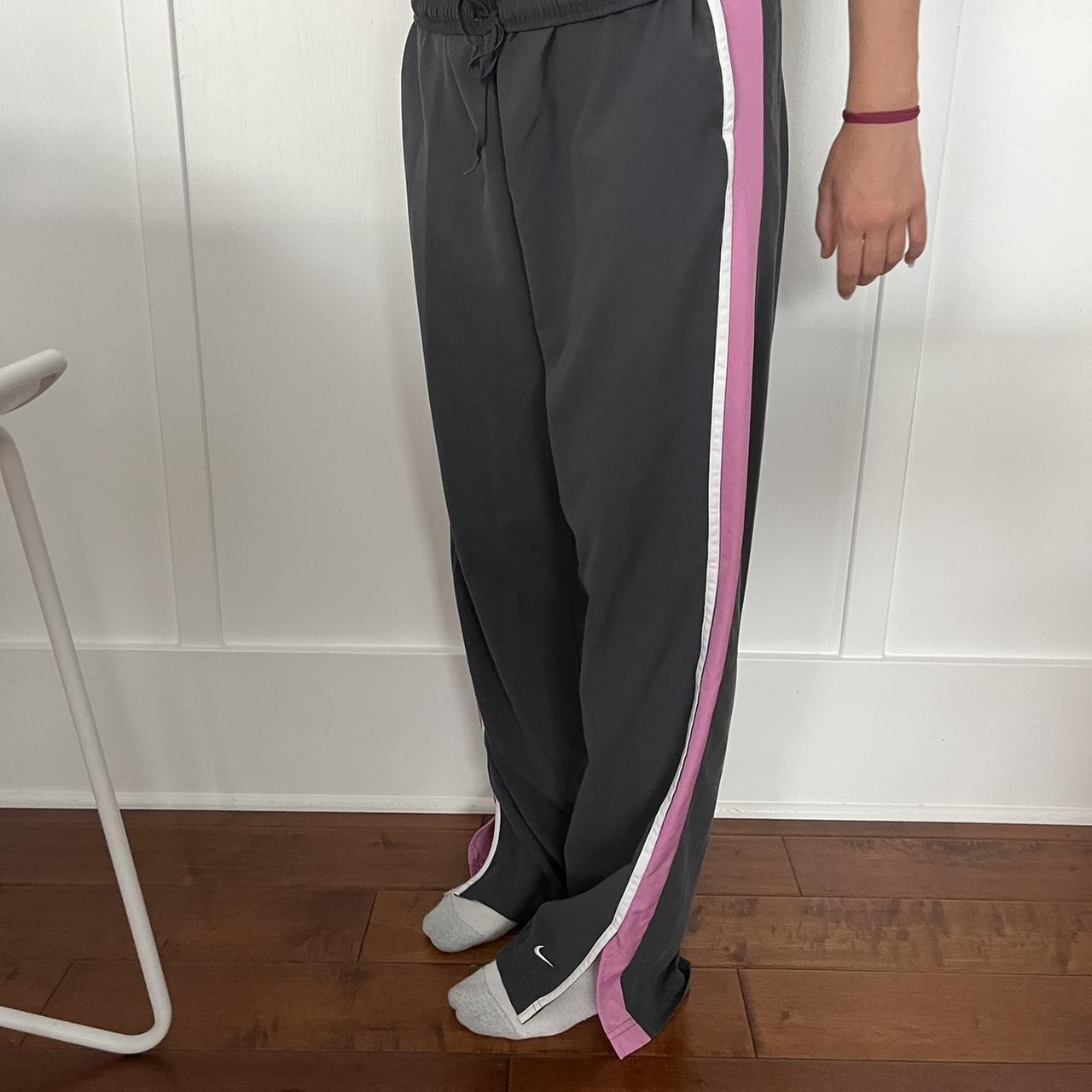 Super cool Nike trackies, grey with pink and white... - Depop