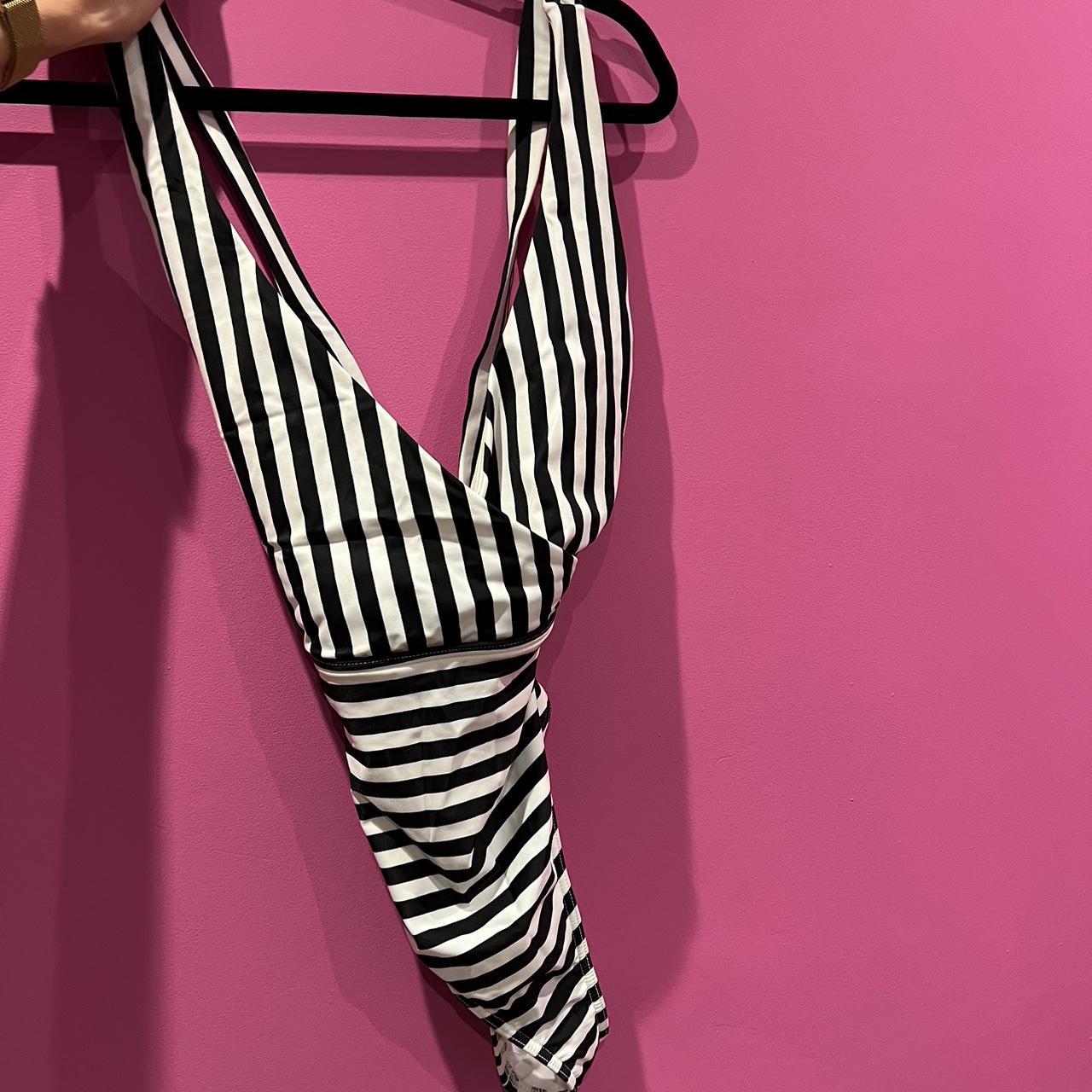 ASOS Women's Black and White Swimsuit-one-piece | Depop