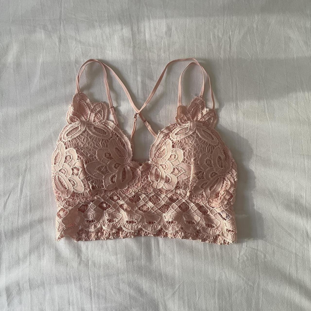 Pastel pink bralette Super stretchy so could fit a... - Depop