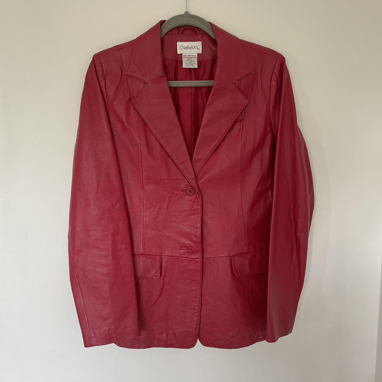 Cherry red leather jacket/blazer 🍒 Super good... - Depop