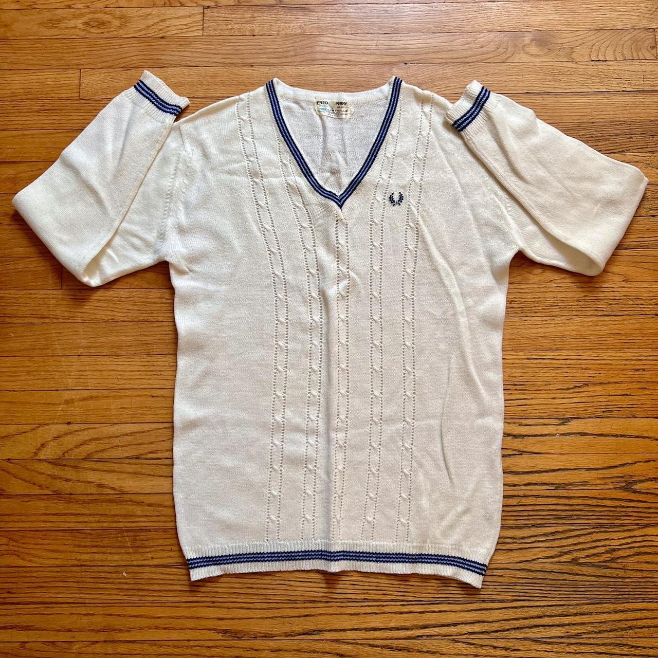 Vintage late 60s to early 70s Fred Perry V neck... - Depop