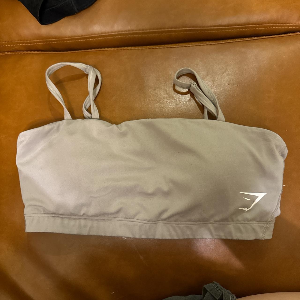 gymshark training bandeau bra light grey... - Depop