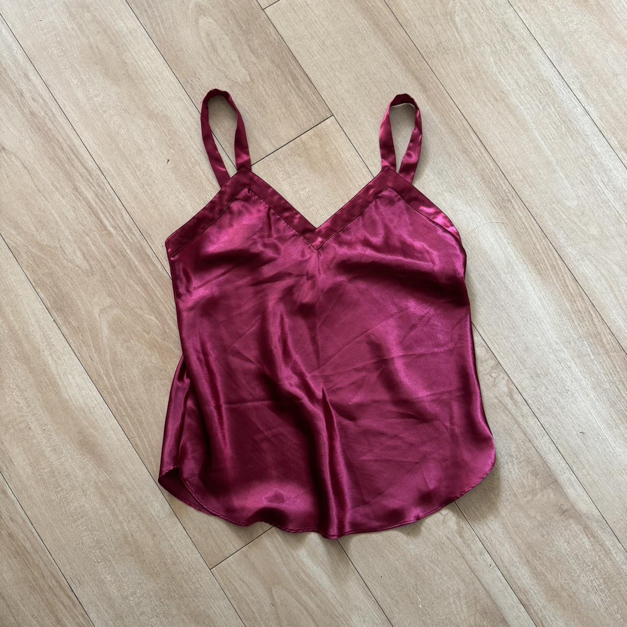 vintage red silk tank top perfect condition and... - Depop