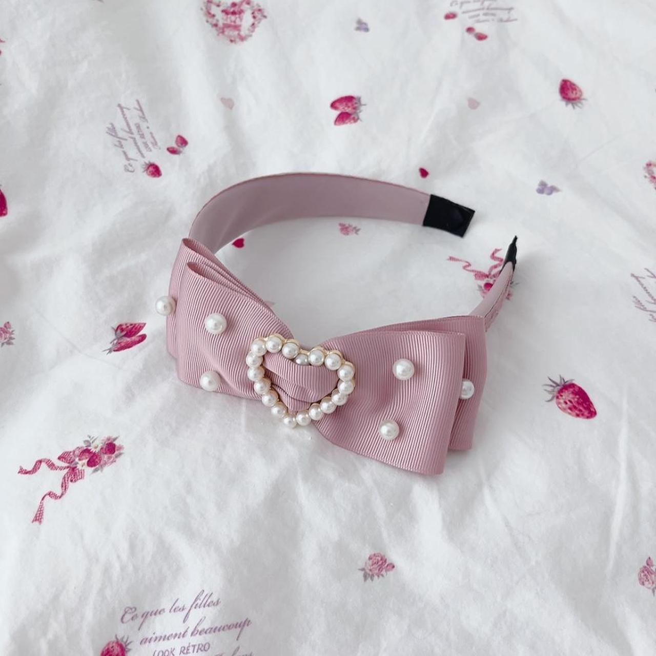 Pink Liz Lisa ribbon pearl headband 🌸 Super cute... - Depop