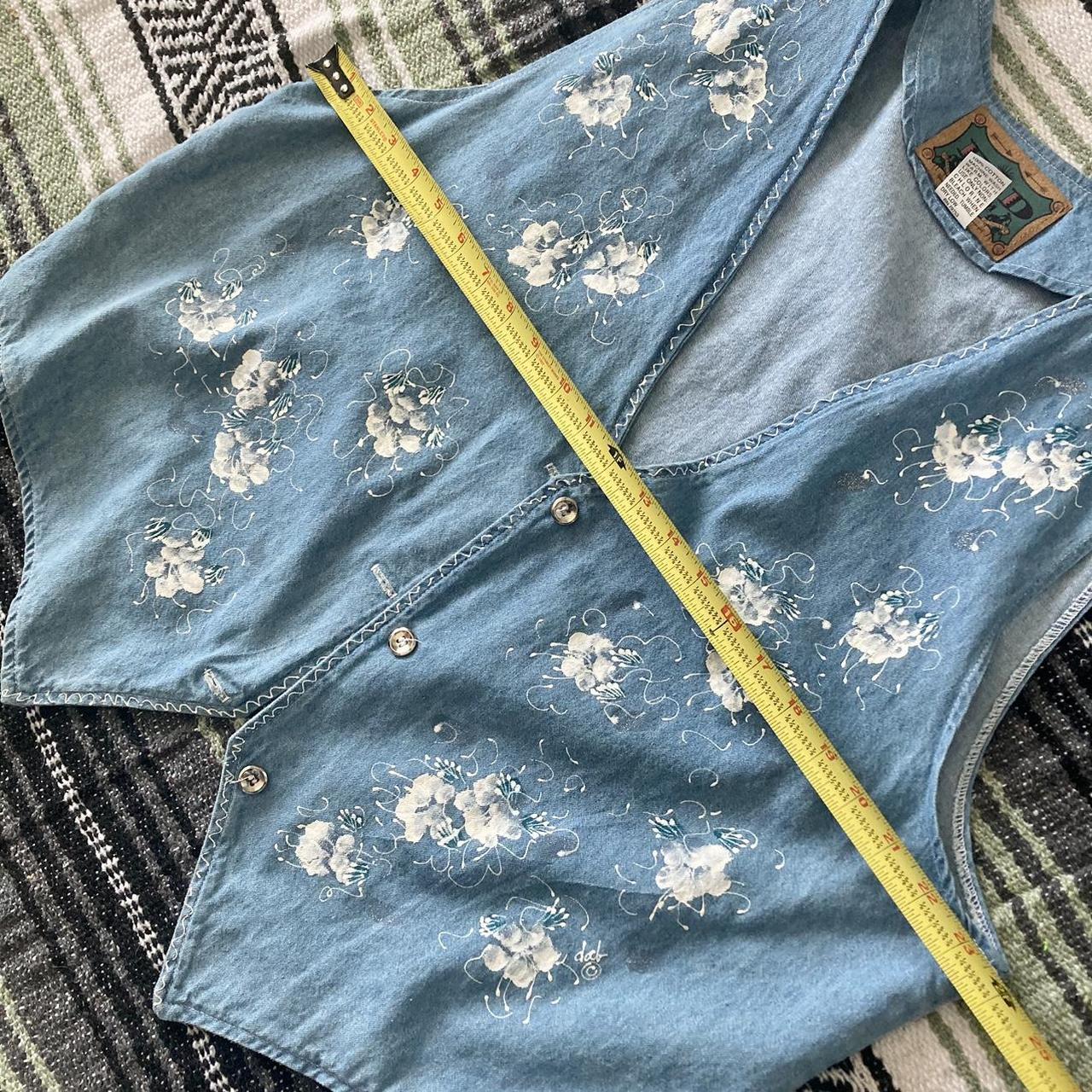 vintage 90s made in usa denim hand painted vest 3... - Depop