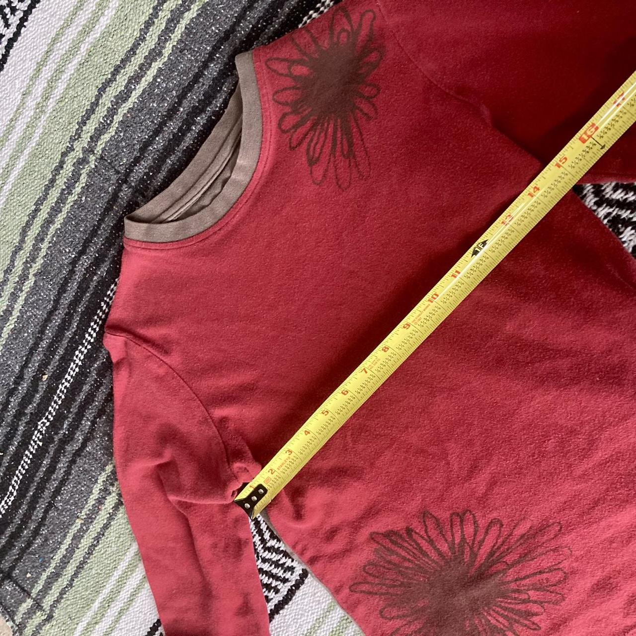 vintage y2k red and brown longsleeve t shirt w... - Depop