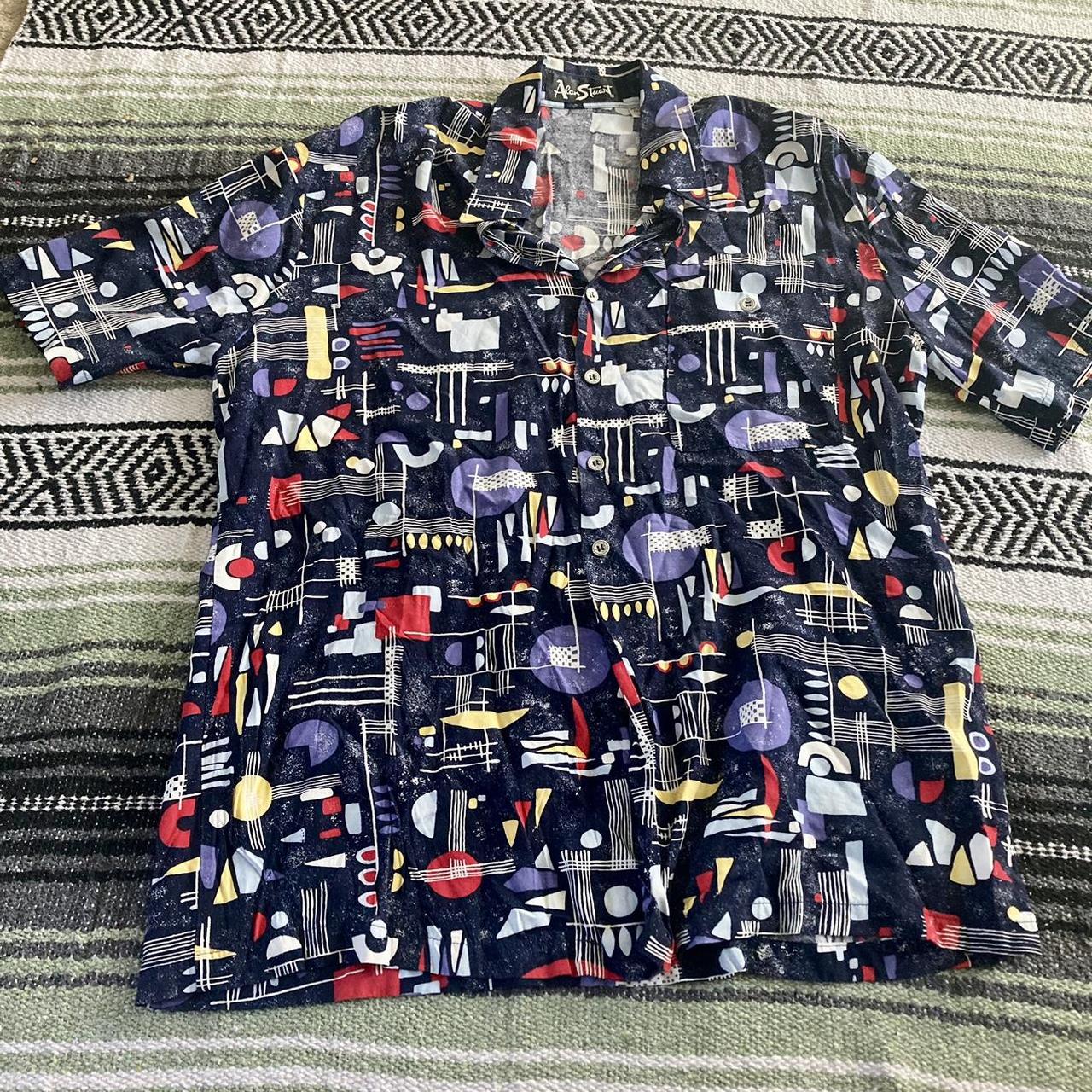 Vintage 90s Alan Stuart button down short sleeved... - Depop