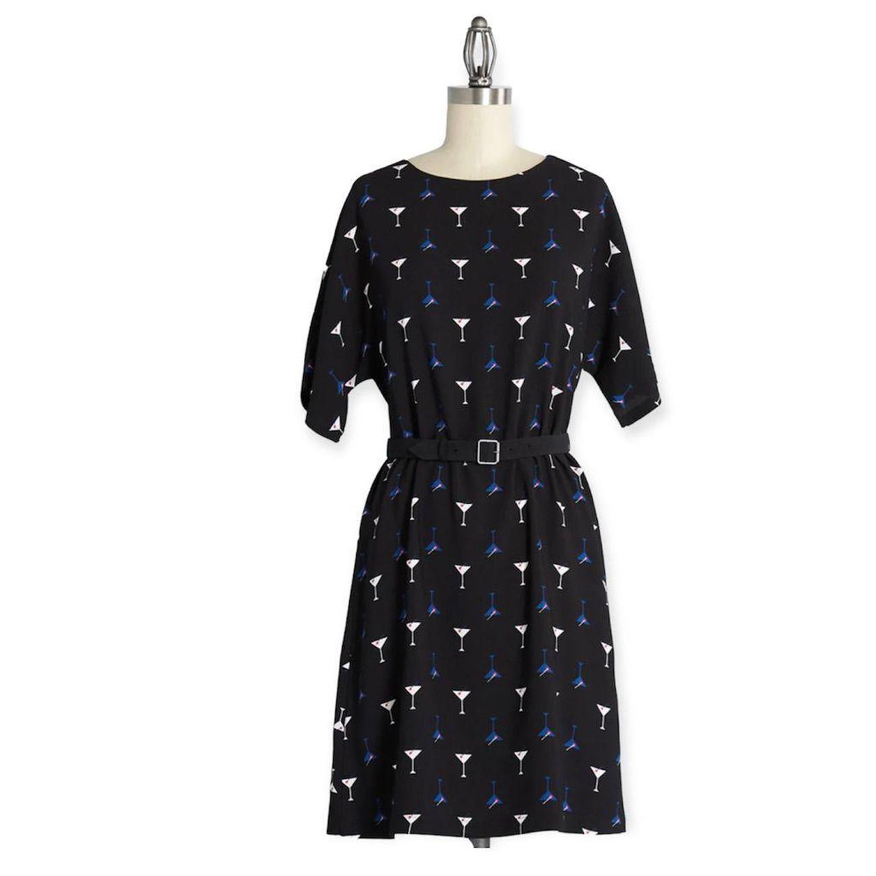 ModCloth Women's Blue and Black Dress | Depop