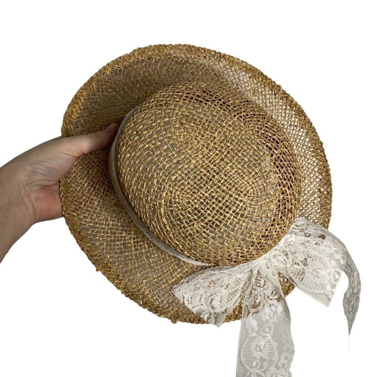 Vintage straw hat sun hat ribbon detail summer... - Depop