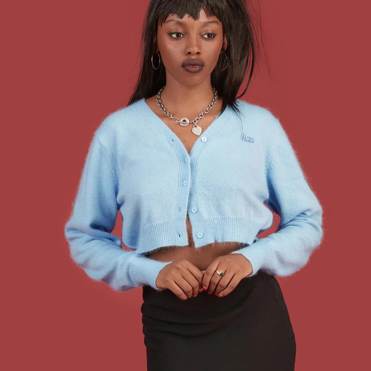 Unif Liv Sweater in baby blue, size XS! this fuzzy... - Depop