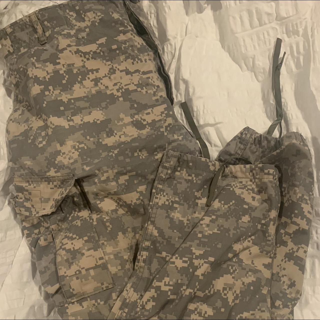 true army pants with drawstring ankles and bottom... - Depop