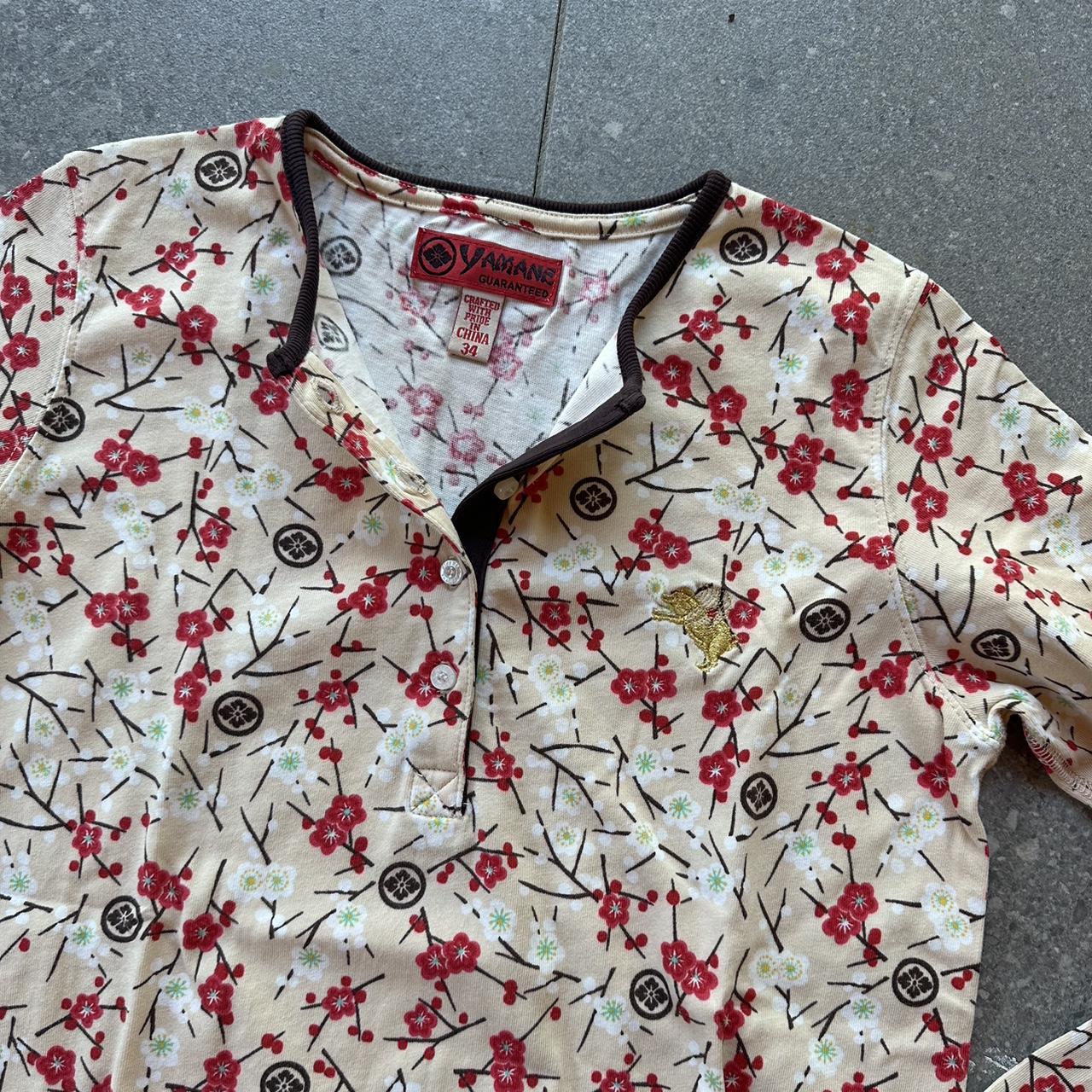 evisu donna shirt, evisu flower top, evisu top... - Depop