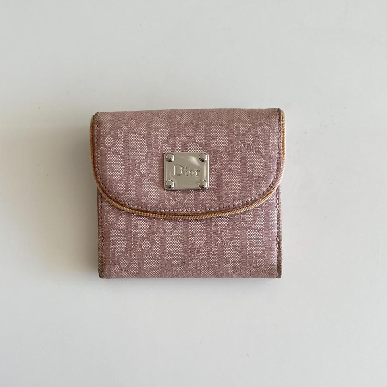 vintage dior wallet, dior pink monogram wallet... - Depop