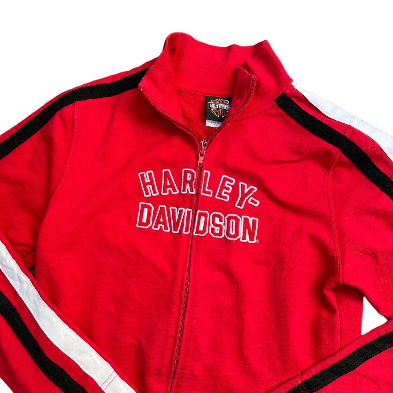 harley davidson red zip up jacket so cute n... - Depop