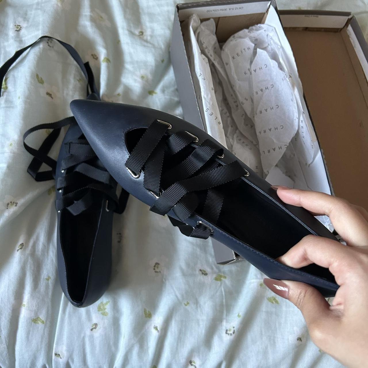 charles and keith lace up poke toe ballet flats.... - Depop