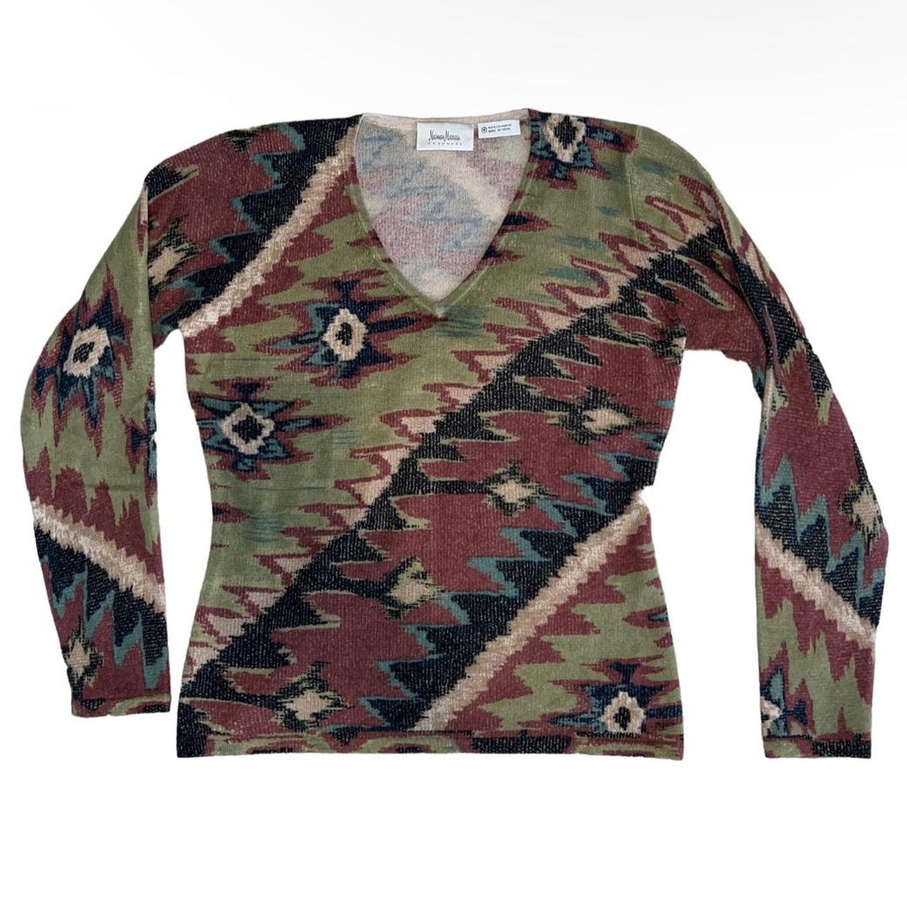 Cashmere patterned sweater top - Neiman Marcus - Depop