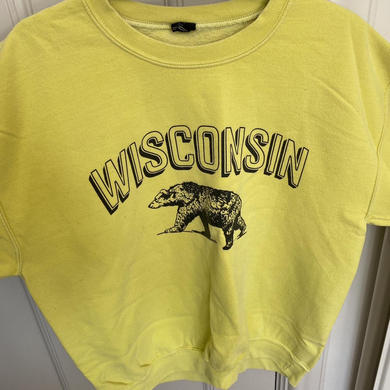 urban outfitters mustard yellow ‘Wisconsin’ jumper... - Depop