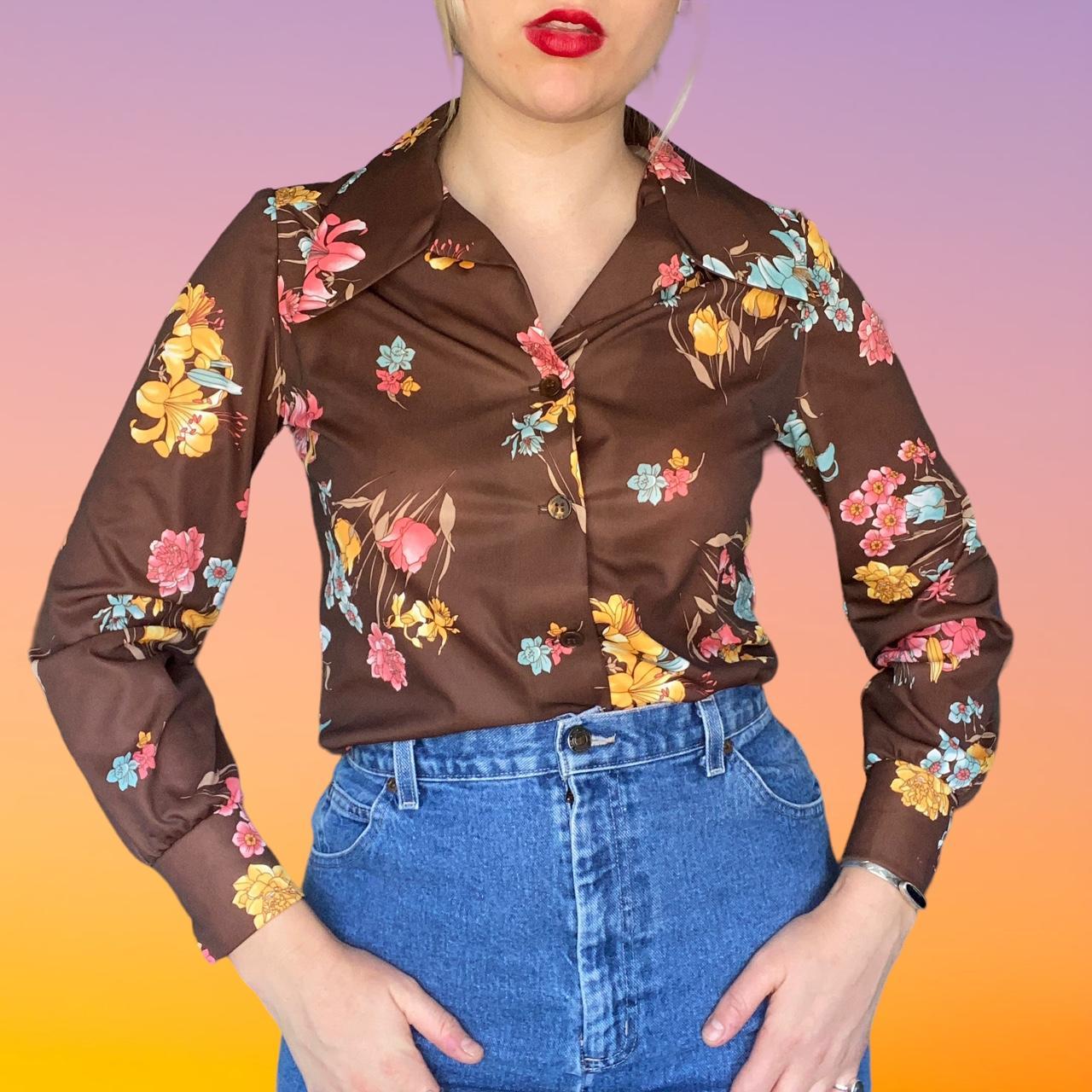Stunning 1970s handmade button up blouse! I love the... | Depop