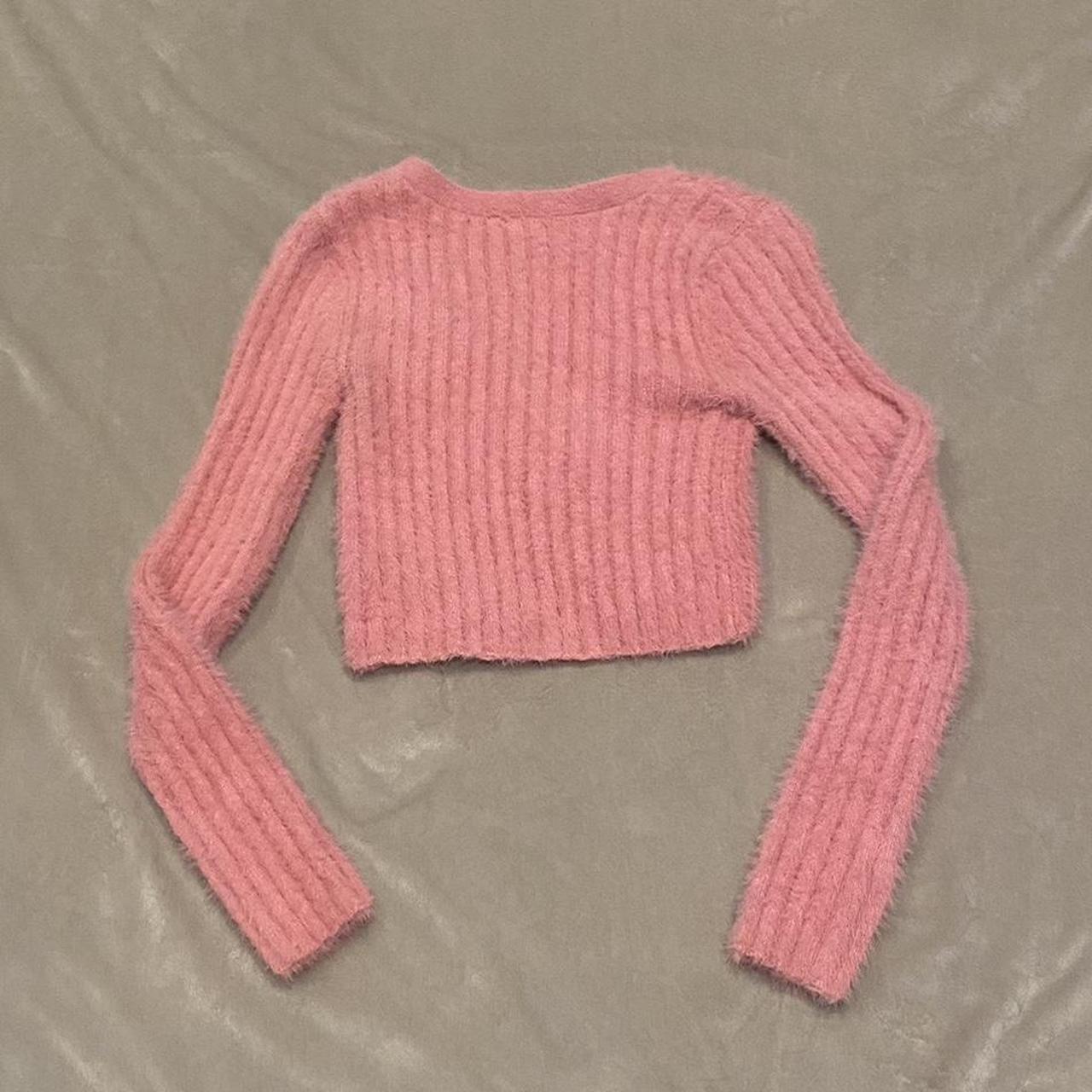 Small pink and fluffy garage sweater #garage... - Depop