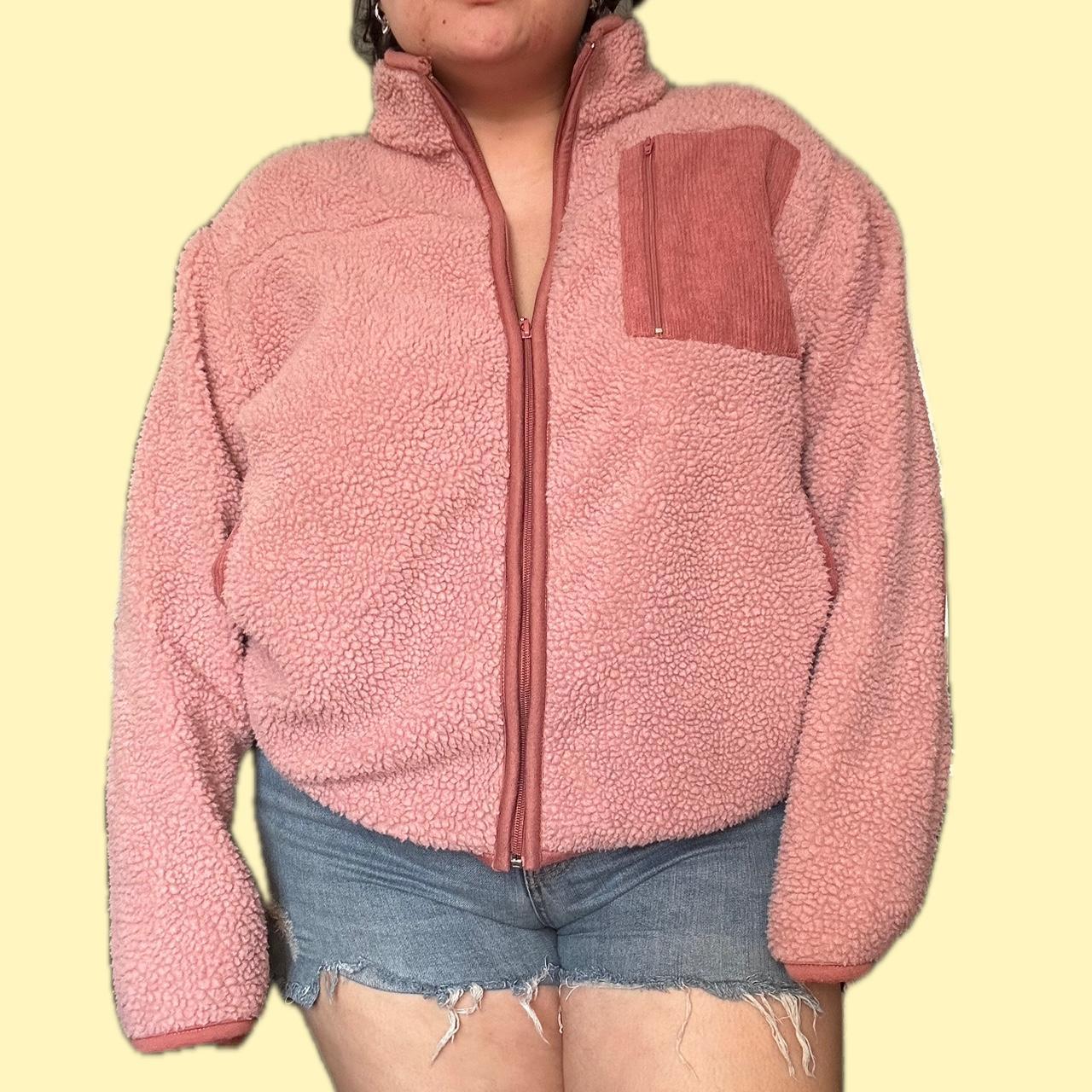 Two toned zip up jacket! Cute front pocket and elbow... - Depop