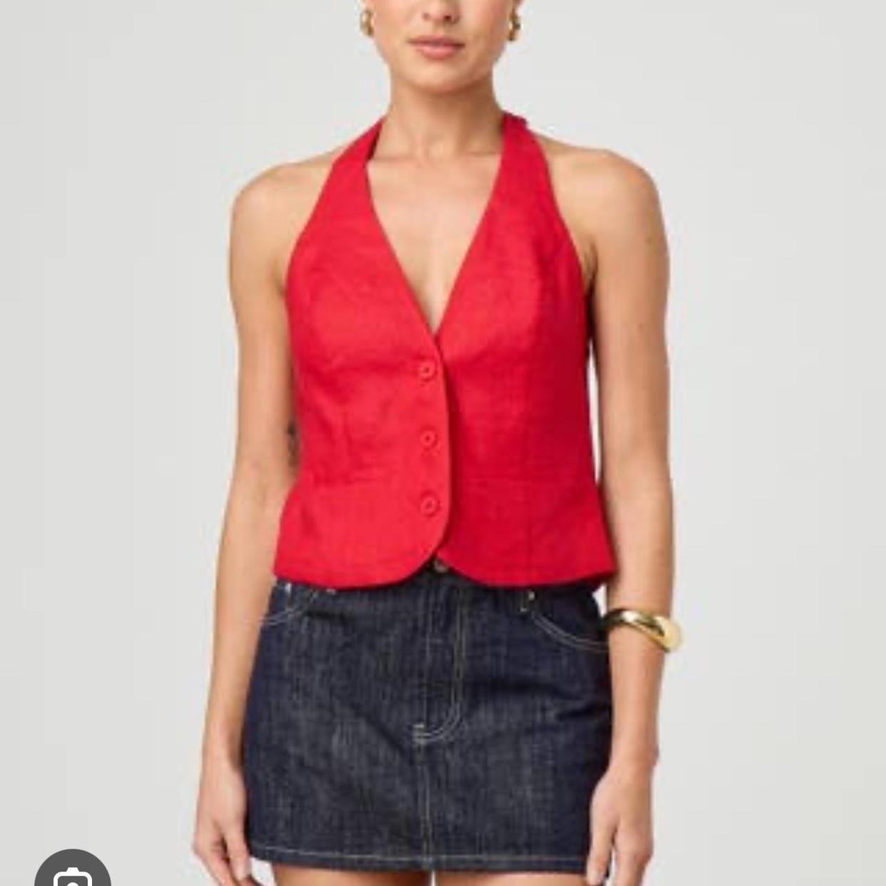 Glassons linen halter vest xs/6 in red Worn once - Depop