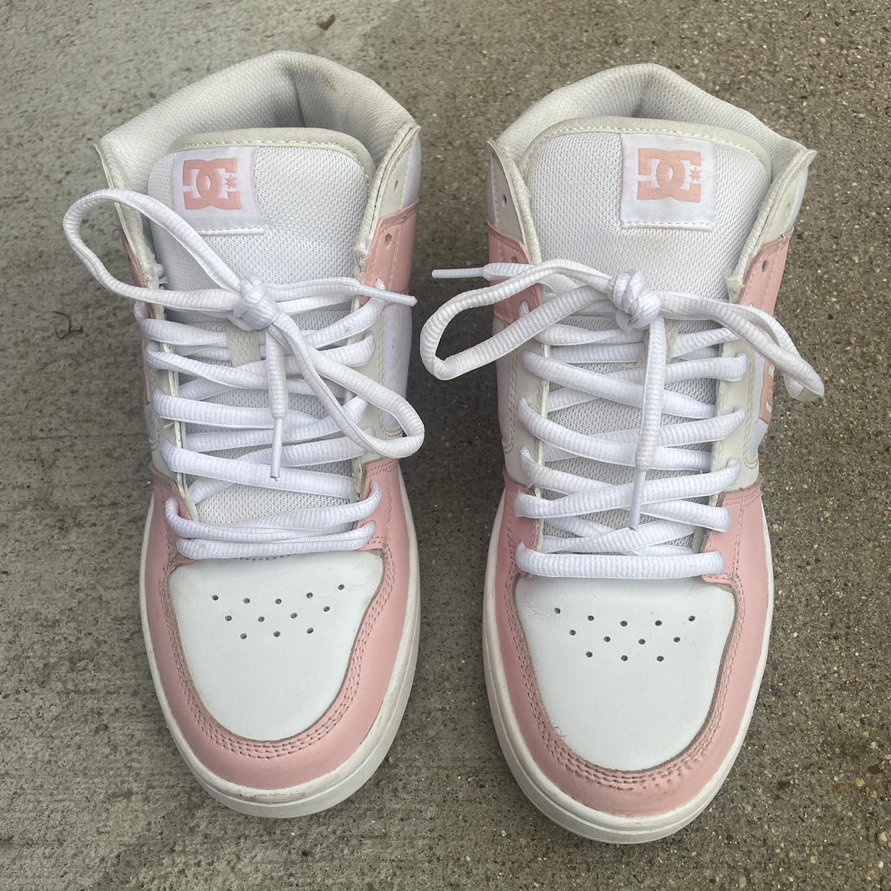 DC Shoes Women's Pink and White Trainers | Depop