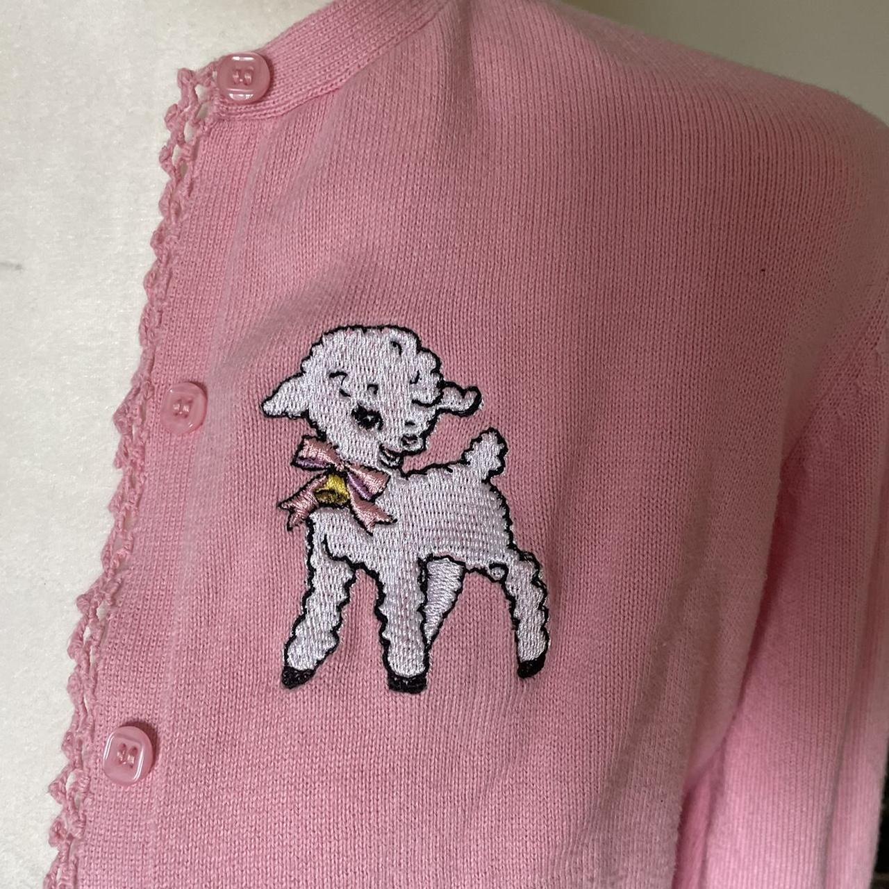 🐑Kidcore Y2K babydoll pink lamb cardigan size:... - Depop
