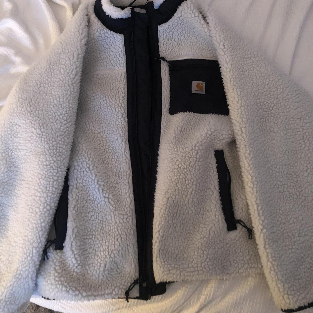 White carhartt wip fleece jacket Barely worn... - Depop