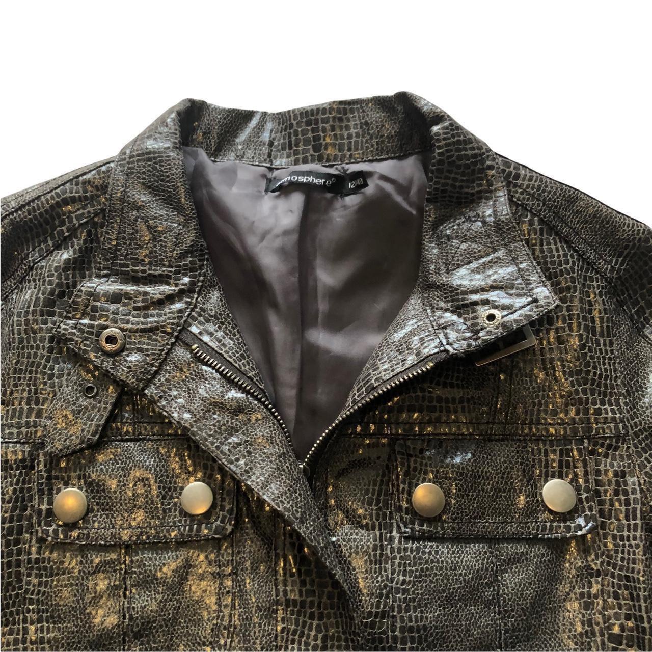 Moto biker jacket Y2K faux snake skin moto jacket... - Depop