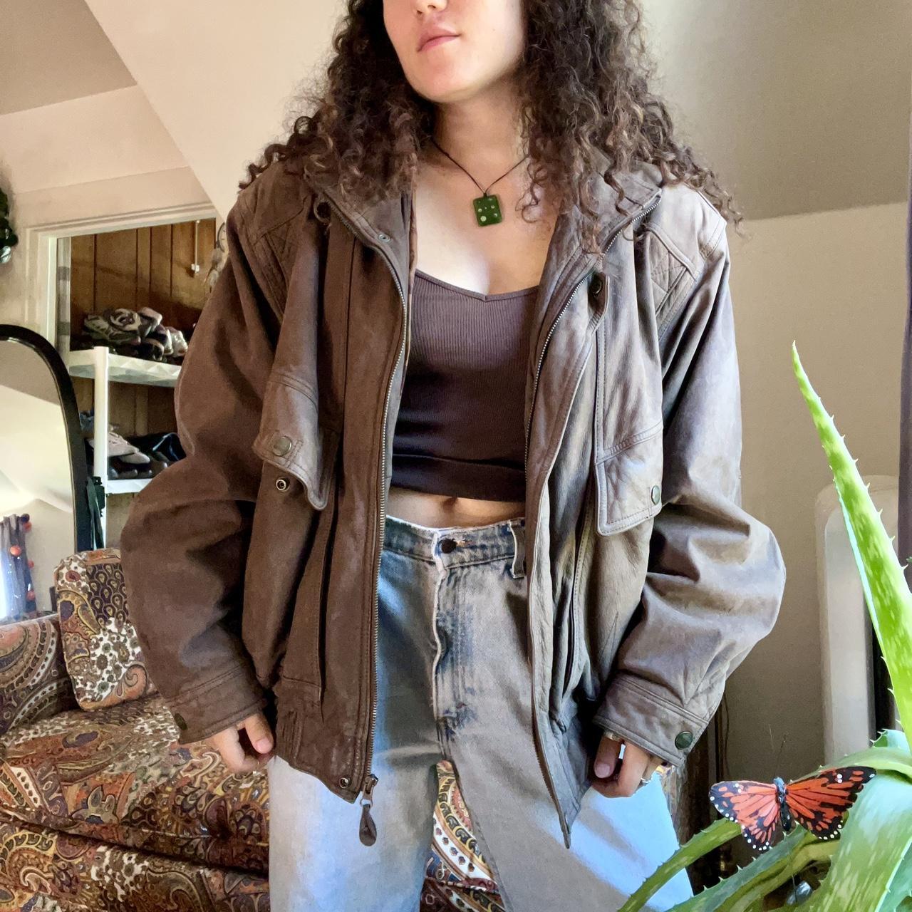 Vintage 90s Structure leather bomber jacket 🧸... - Depop
