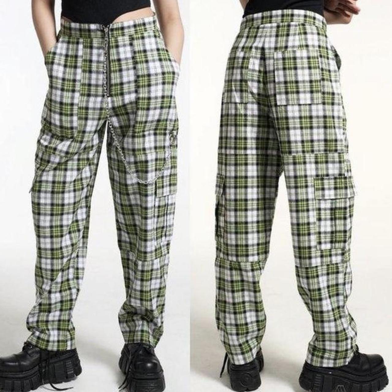 Ragged Priest Green Flannel Pants with... - Depop