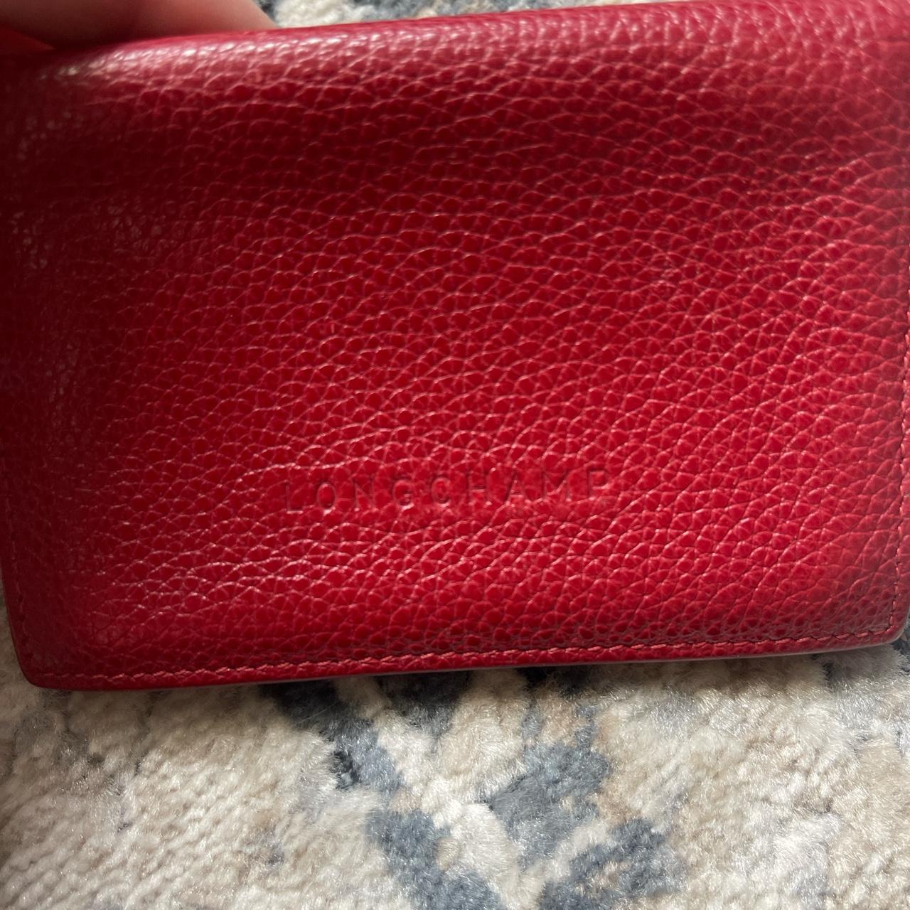 Vintage red leather Longchamp wallet. Beautiful see... - Depop