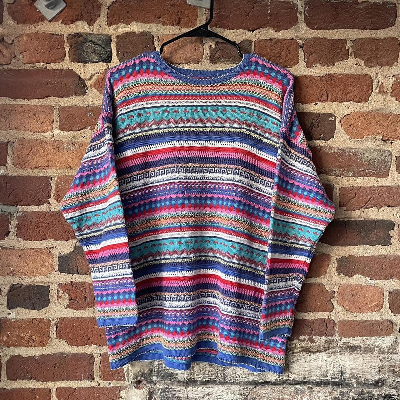 Vintage knit eclectic coogi style sweater Coastal... - Depop