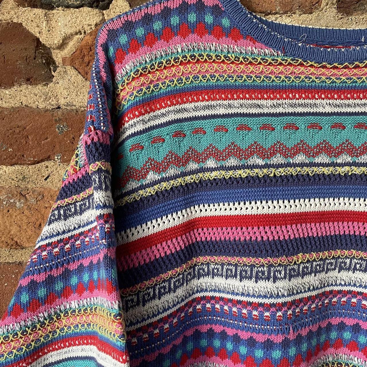 Vintage knit eclectic coogi style sweater Coastal... - Depop