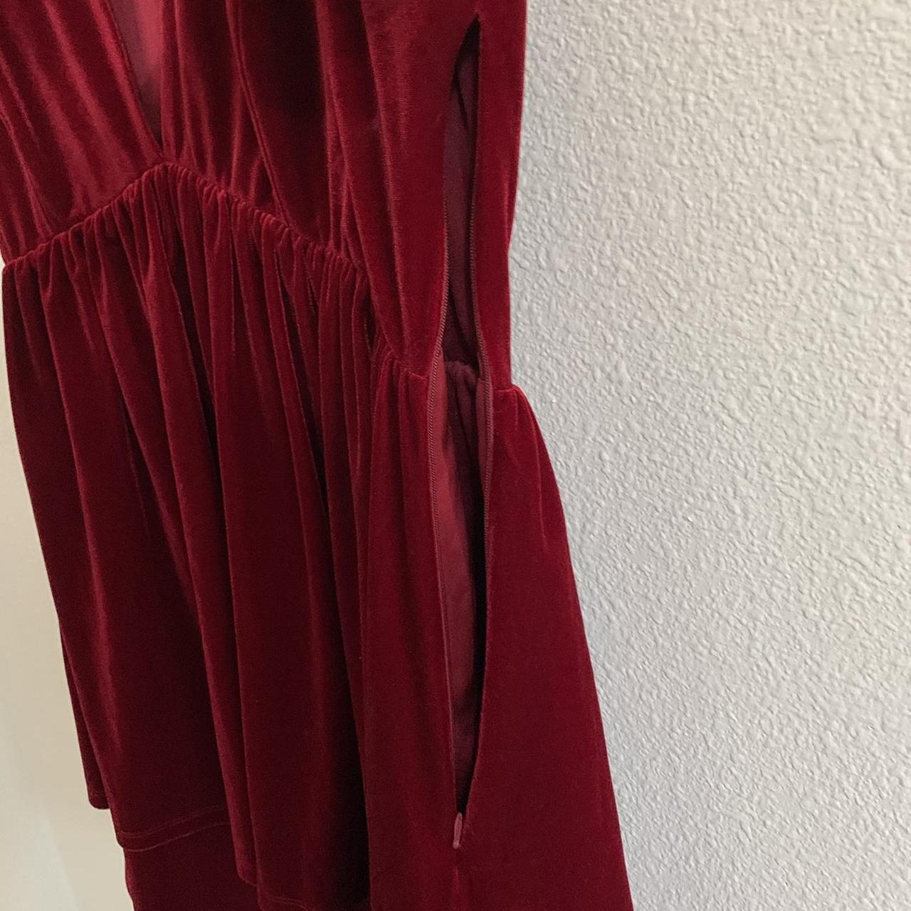 Gianni Bini Maroon Velvet Mini Dress With A Deep V Depop