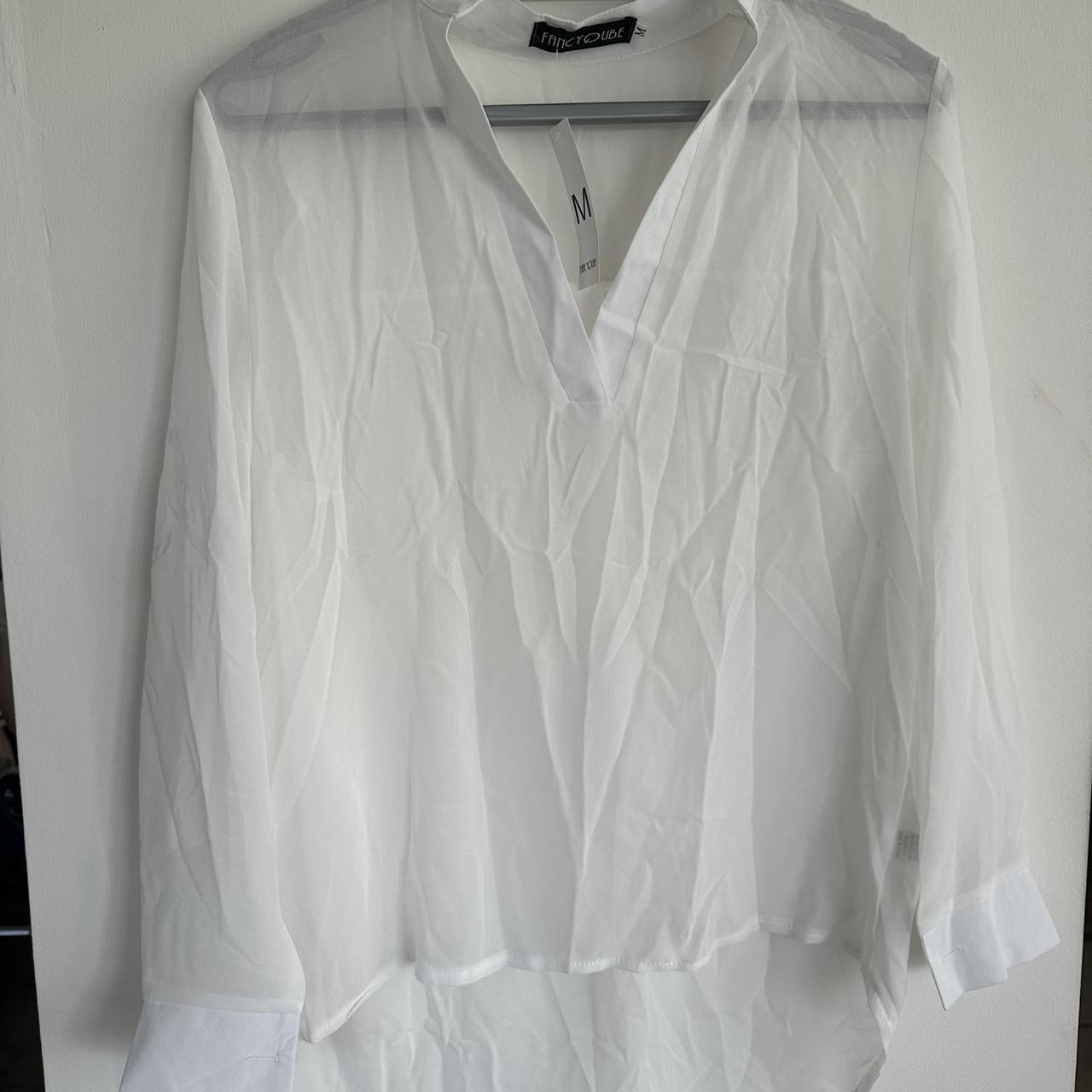 White blouse medium labels attached - Depop